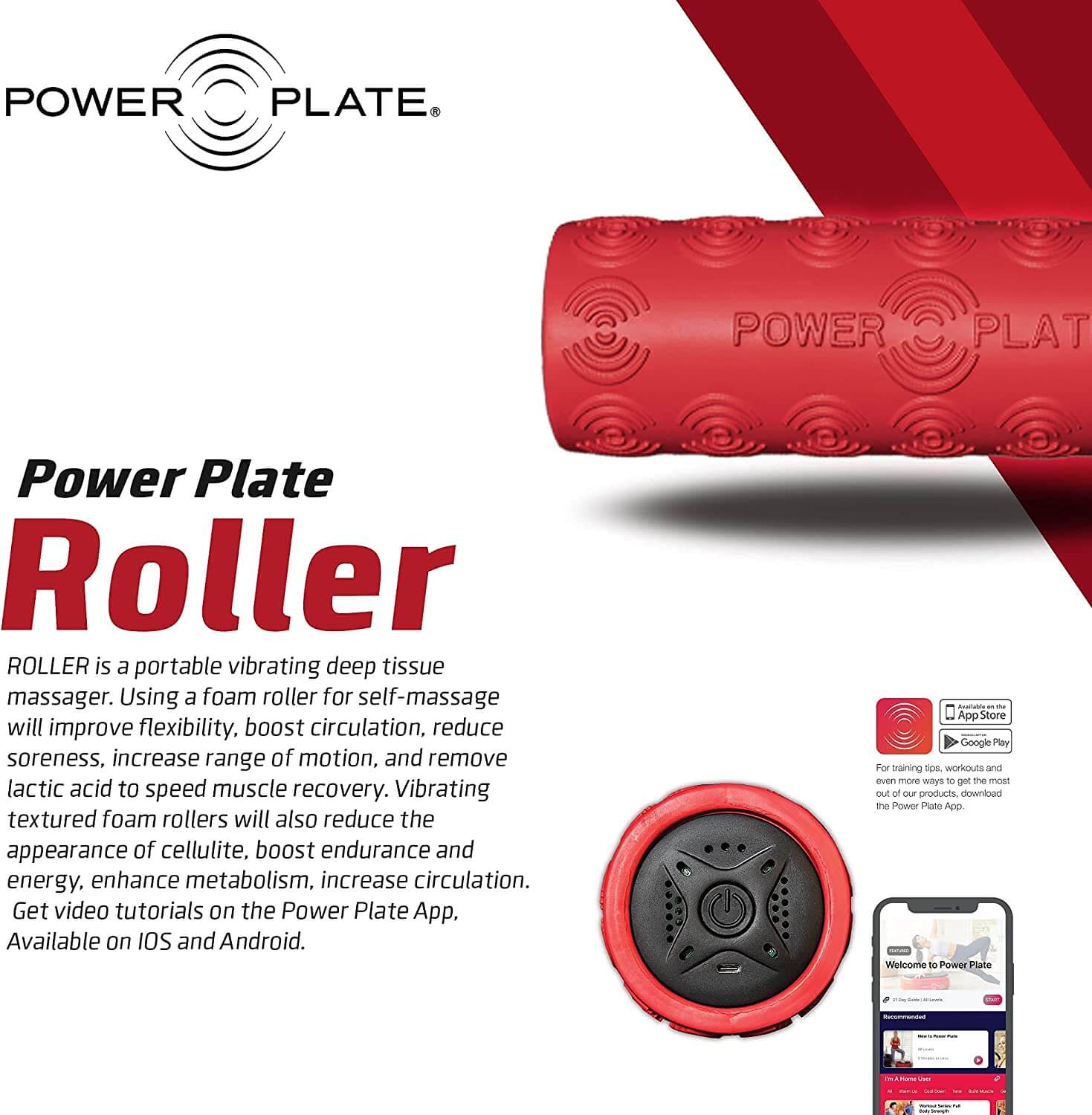 Power Plate Red Roller: Relaxing Portable Vibrating Massager